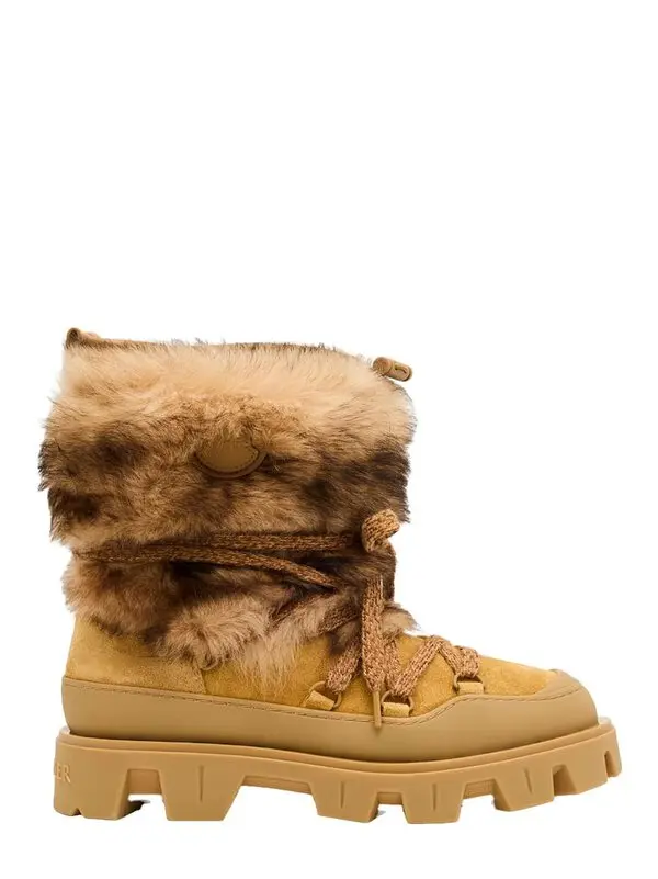 Moncler Suede And Shearling Ankle Boots - Butternut