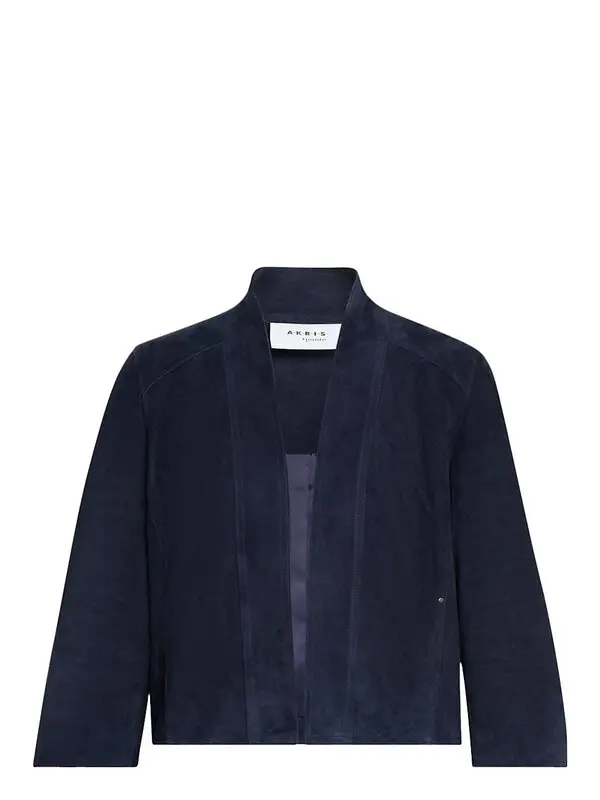 Akris Shawl Collar Suede Jacket - Blue