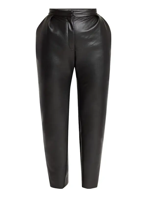 Balmain Eco Leather Pleated Tapered-leg Pants - Black