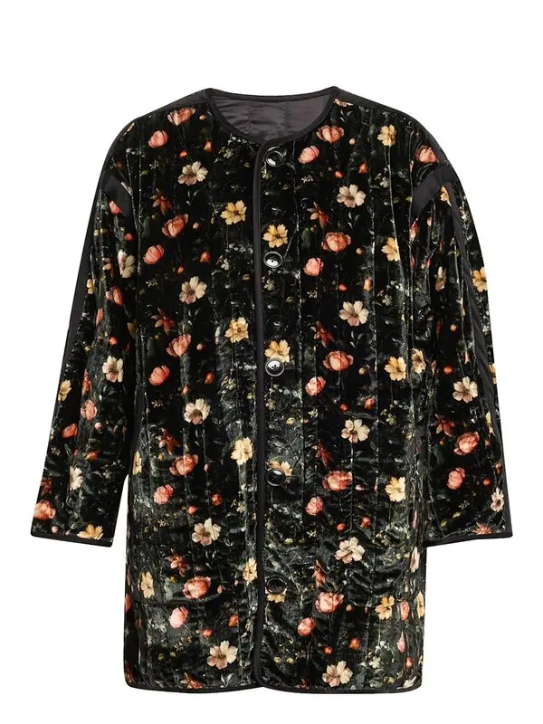 R13 Padded Floral Velvet Liner Coat - Multi/flora