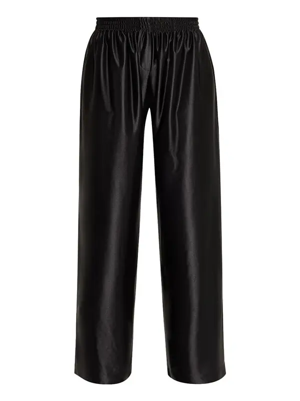 Marie Adam-Leenaerdt Satin Wide-leg Tracksuit Pants - Black