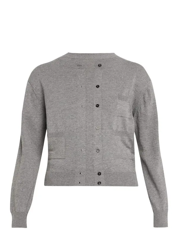 Marie Adam-Leenaerdt Trompe L'oeil Crewneck Cardigan Sweater - Grey