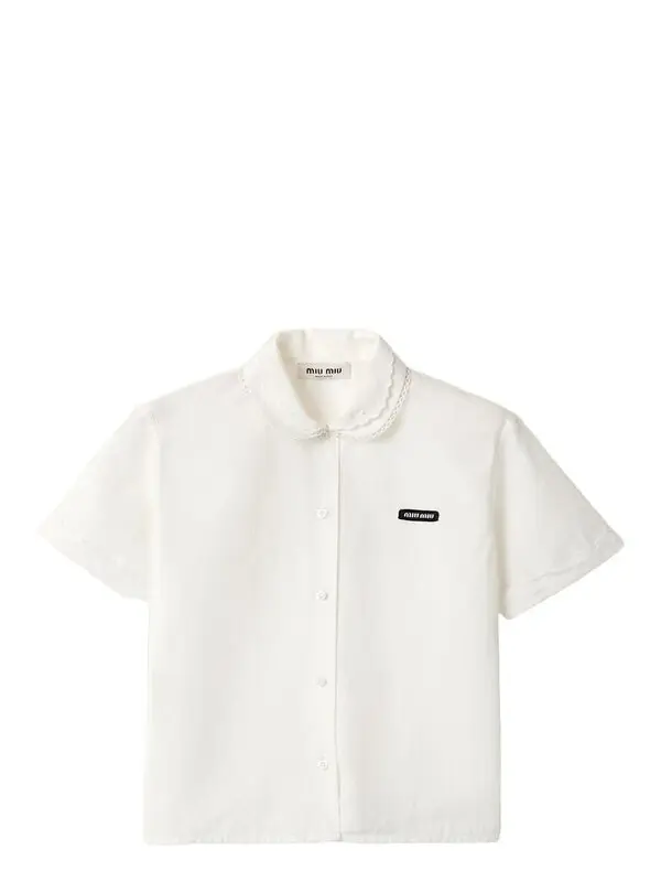 Miu Miu Embroidered Poplin Shirt - Bianco