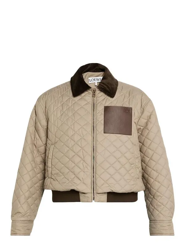 Loewe Corduroy-collar Quilted Barn Jacket - Medium Grey