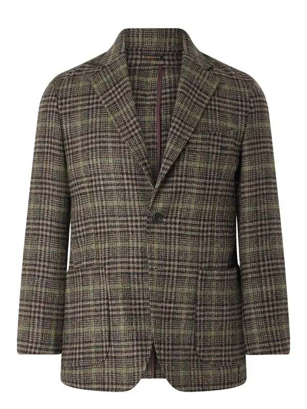 Rubinacci Prince Of Wales Checked Wool Blazer - Green