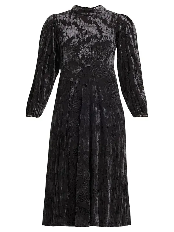 Sea Regine Long-sleeve Burnout Midi Dress - Black