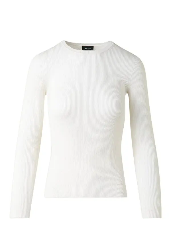 Akris Silk-cotton Ribbed Crewneck Sweater - Ecru