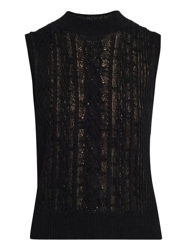 Vince Cable-knit Sleeveless Sweater - Black/gold
