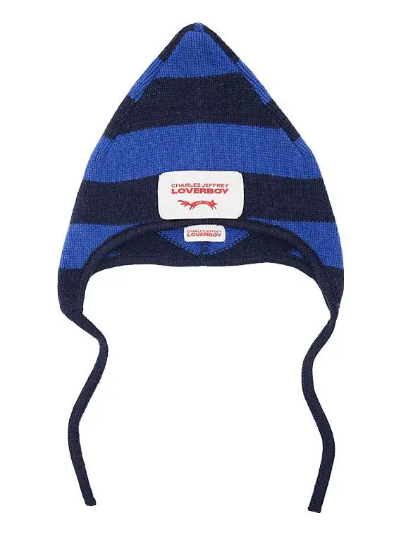 CHARLES JEFFREY LOVERBOY Spike Striped Wool-blend Bonnet - Blue, Navy Stripe