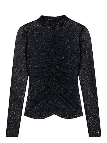 RO&ZO Ruched Long-sleeved Top - Black