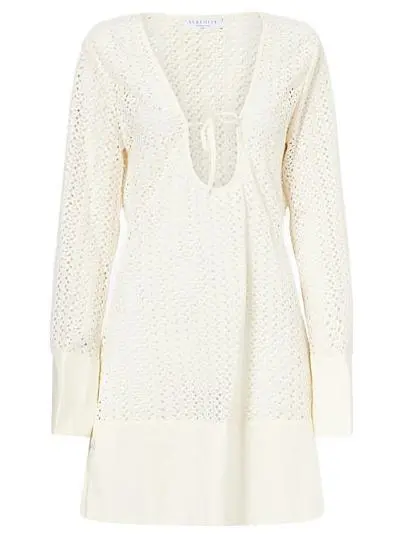 Seafolly Crochet Bell-sleeved Mini Dress - Ecru