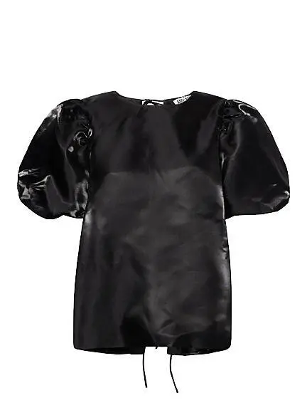 AMY LYNN Aurora Balloon-sleeves Woven Top - Black