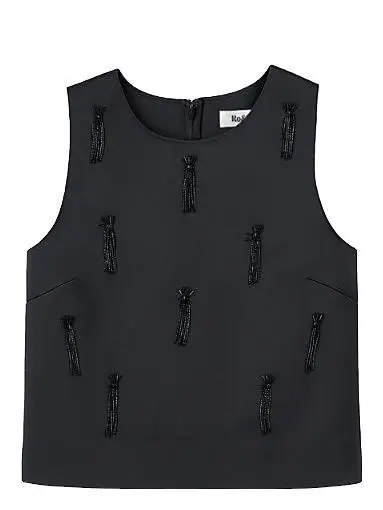 RO&ZO Sleeveless Beaded Shell Top - Black