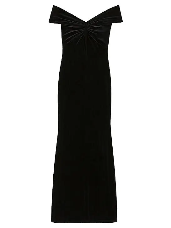 RO&ZO Lia Off-shoulder Velvet Maxi Dress - Black