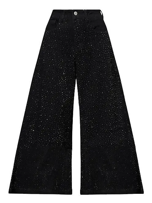 AMY LYNN Demi Diamante Wide-leg Jeans - Black