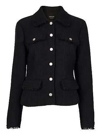 Whistles Lucie Button-up Boucle Jacket - Black