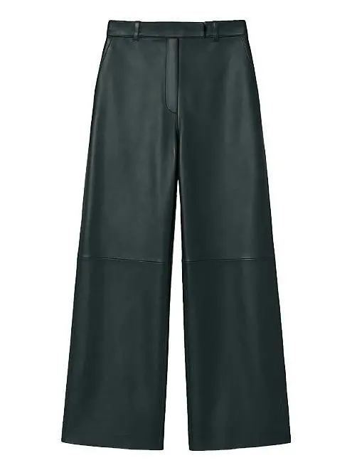 RO&ZO Wide-leg High-rise Leather Trousers - Green