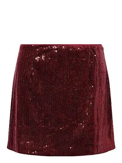 AMY LYNN Sequin Embellished Mini Skirt - Burgundy