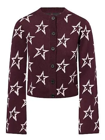 Perfect Moment Chalet Wool Cardigan - Burgundy