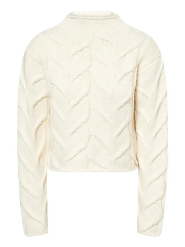 FRAME The Cable Funnel-neck Wool Jumper - Cream