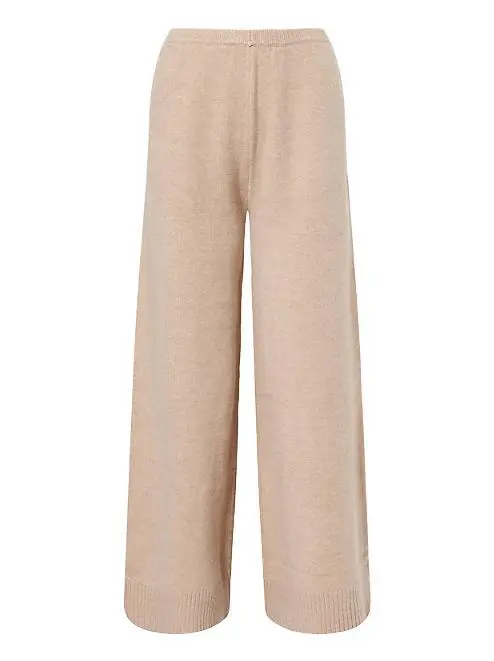 Lounge Ribbed-trims Wide-leg Knitted Trousers - Mink