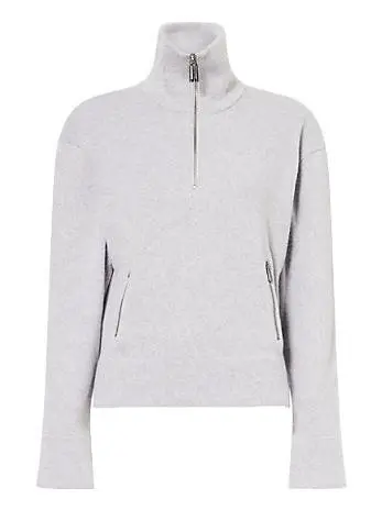 Victoria Beckham Milano Half-zip Wool Knit Jumper - Grey Marl