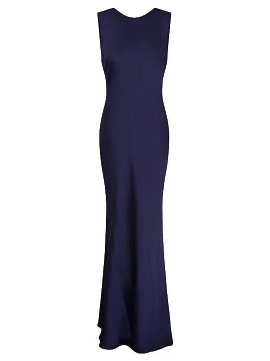 OMNES Lara Open-back Satin Maxi Dress - Patriot Blue