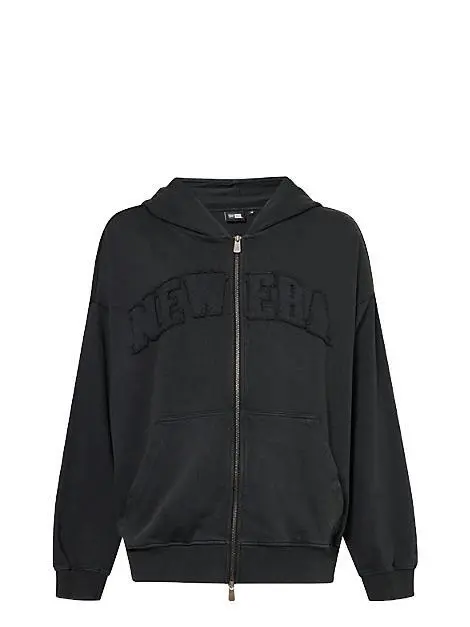 New Era Logo-embroidered Washed Cotton Hoody - Black