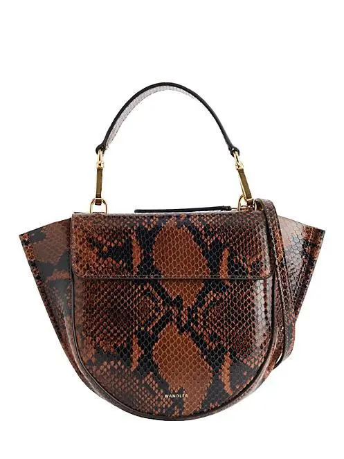 WANDLER Hortensia Mini Leather Top Handle Bag - Brown Python - 5837