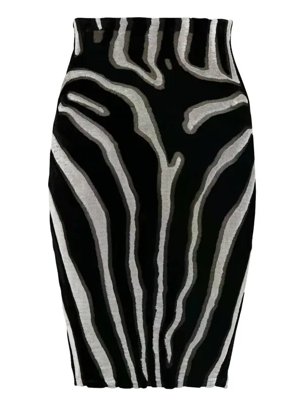 Balmain Zebra-print Velvet Mini Skirt - Black