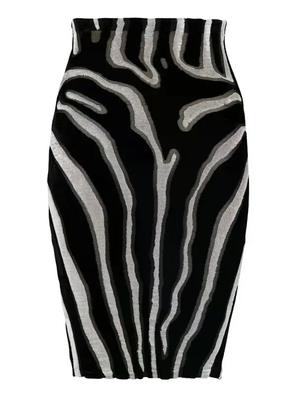 Balmain Zebra-print Velvet Mini Skirt - Black