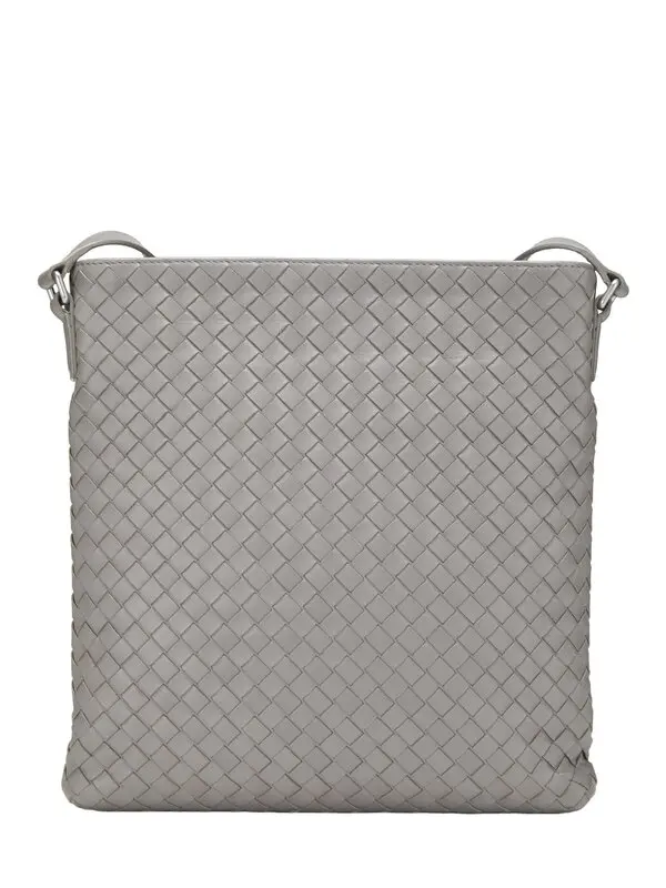 Bottega Veneta Intrecciato Flat Messenger Bag - Grey