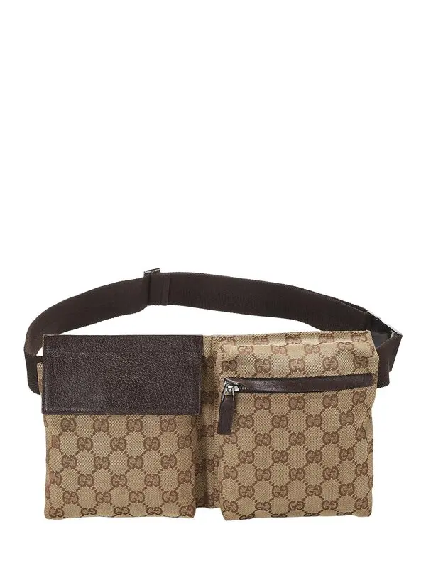 Gucci Original Gg Canvas Double Pocket Waist Pouch - Brown