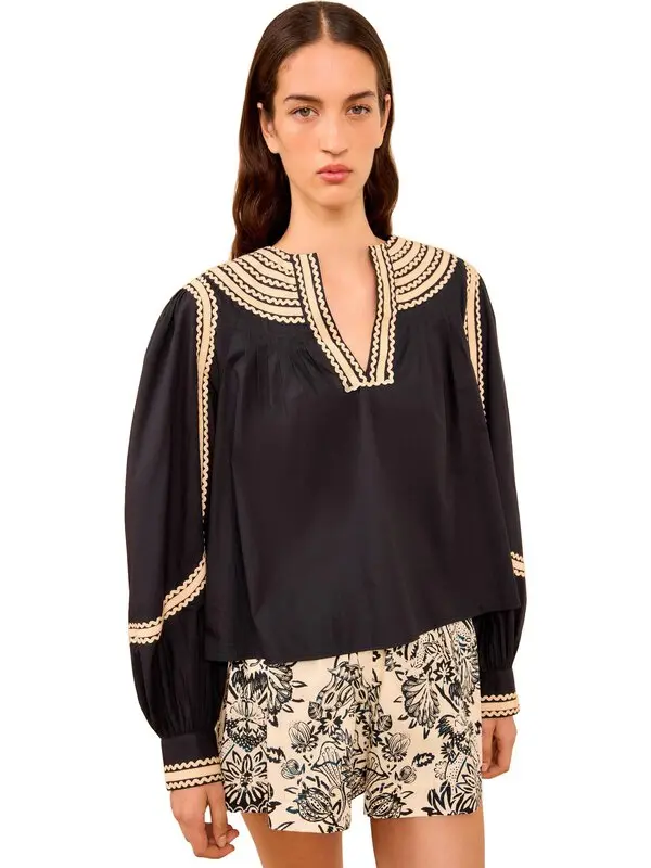 Ulla Johnson Laurenza Long Sleeve Top - Noir