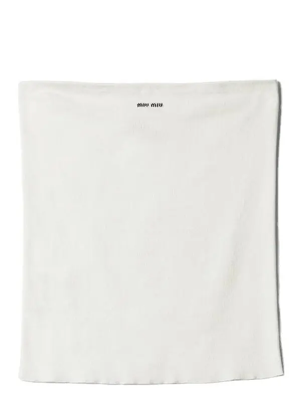 Miu Miu Cotton Knit Tube Top - White