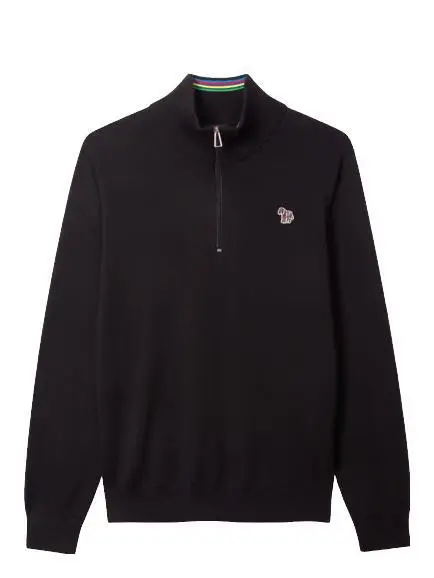 Paul Smith Organic Cotton Half Zip Sweater - Black