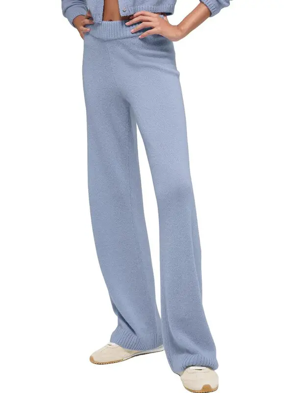 Alo Yoga Wool Cashmere High-waist Wide Leg Pants - Winter Frost