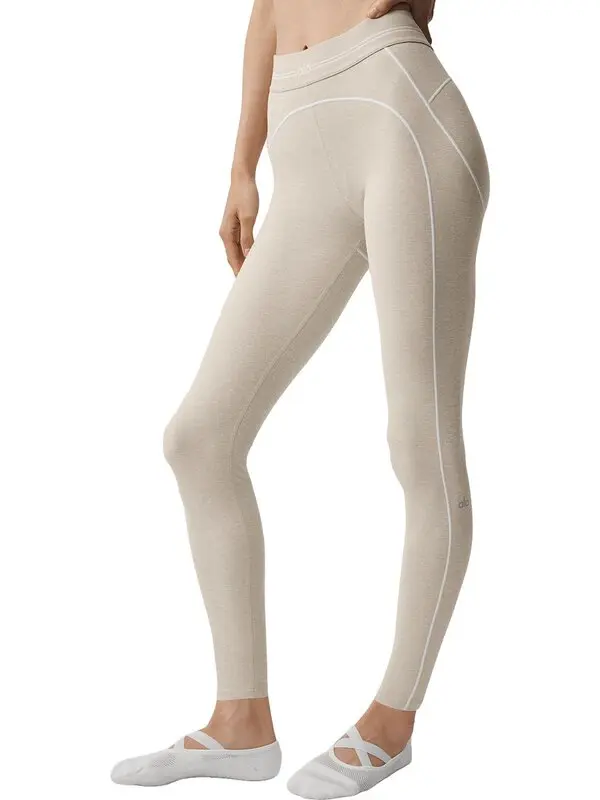 Alo Yoga 7/8 High-waist Heart Throb Legging - Oatmeal Heather/white