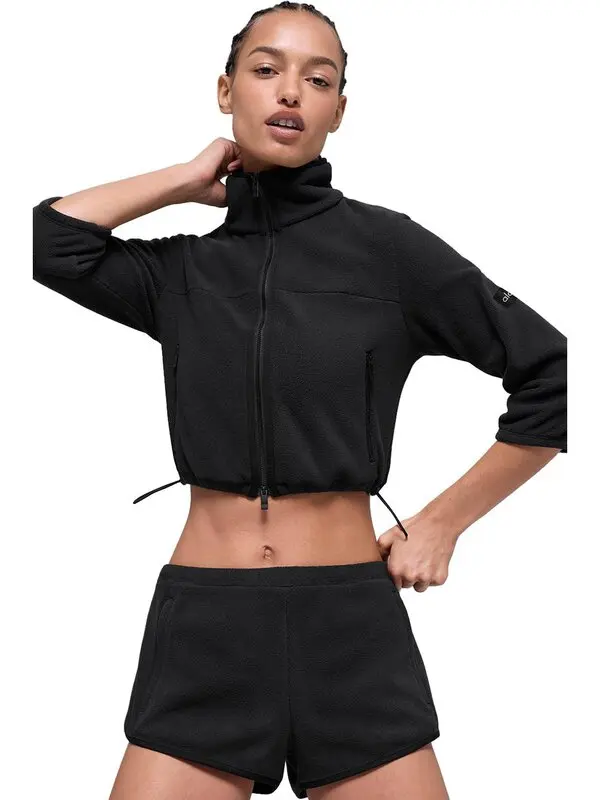 Alo Yoga Polar Fleece Retreat Cropped Jacket - Black