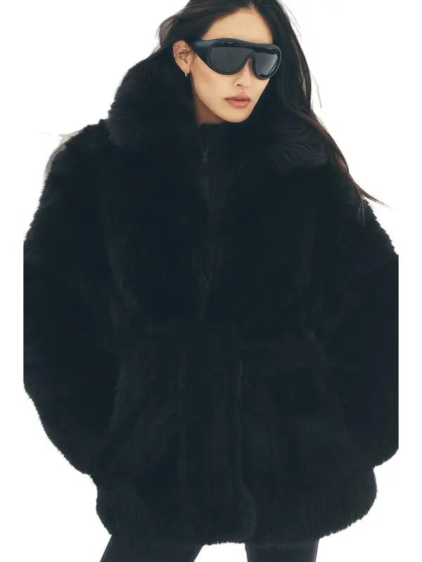 Alo Yoga Faux Fur Starstruck Coat - Black