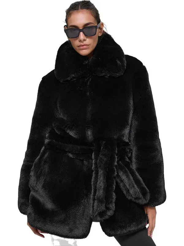 Alo Yoga Faux Fur Starstruck Coat - Black