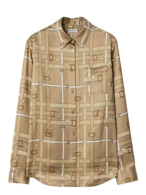 Burberry Belt Check Viscose Shirt - Sand Beige