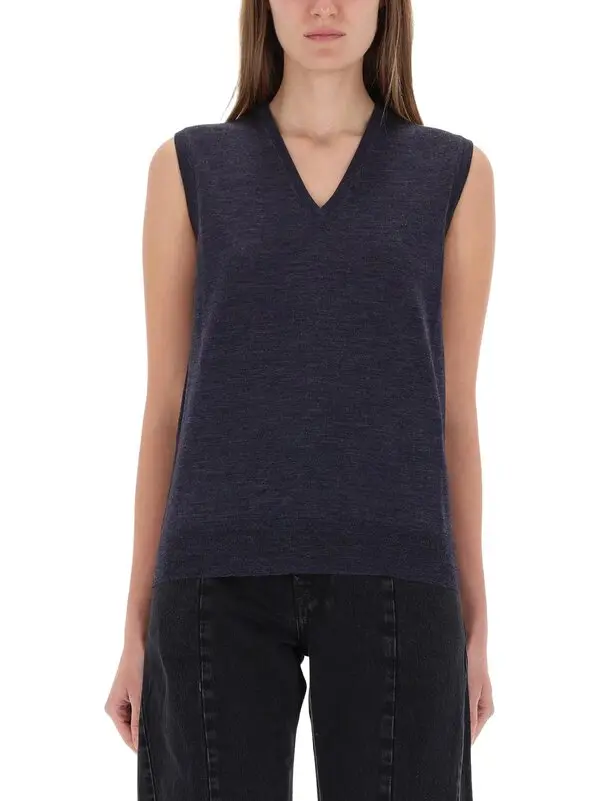 MAISON MARGIELA V-neck Sleeveless Vest - Blue