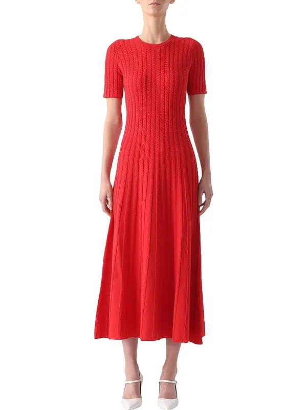 JASON WU Cable Stitch Midi Sweater Dress - Papaya