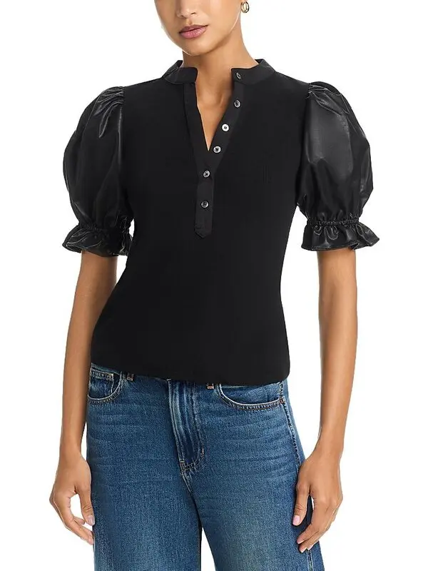 SIX FIFTY Puff Sleeve Top - Black