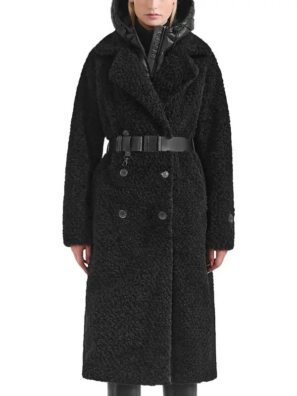 Rudsak Long Teddy Jacket With Removable Hood - Black