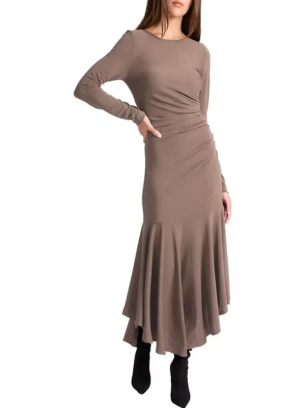 Santorelli Abigail Long Sleeve Hi-lo Dress - Taupe