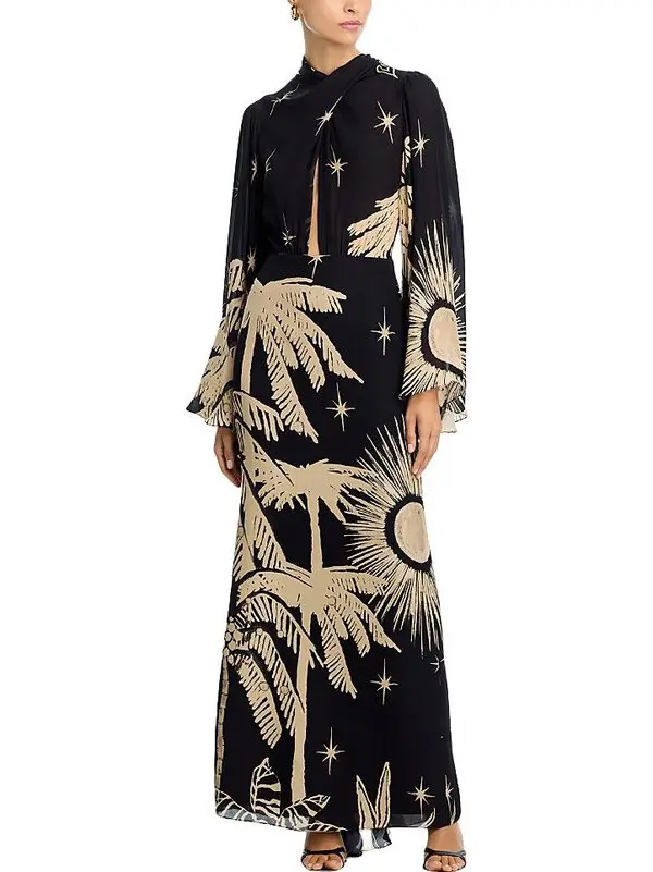 Johanna Ortiz Primera Vez Silk Maxi Dress - Black/ecru