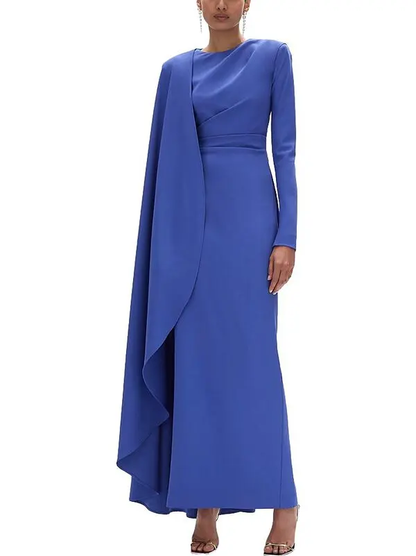 Rachel Gilbert Dion Cape Gown - Blue