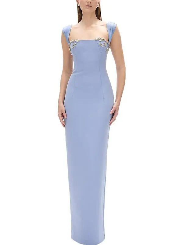 Rachel Gilbert Malia Embellished Gown - Blue